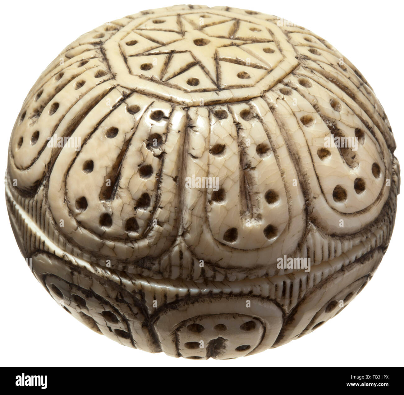 A French carved ivory ball, 19th century, A massive ivory ball that ...