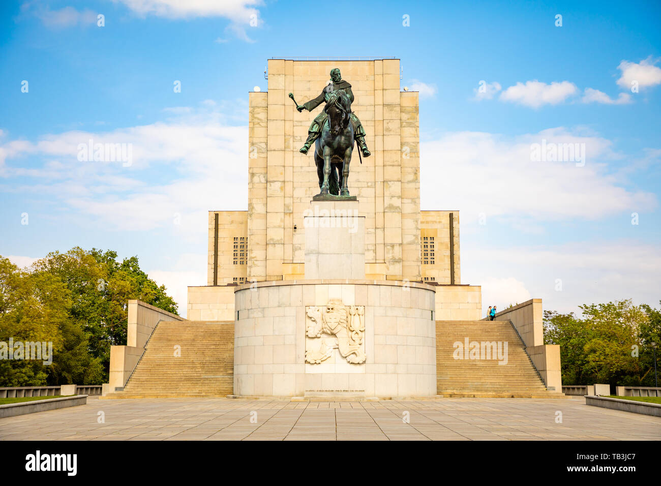 Statue of Jan Zizka atop of the National Monument at Vitkov Park in ...