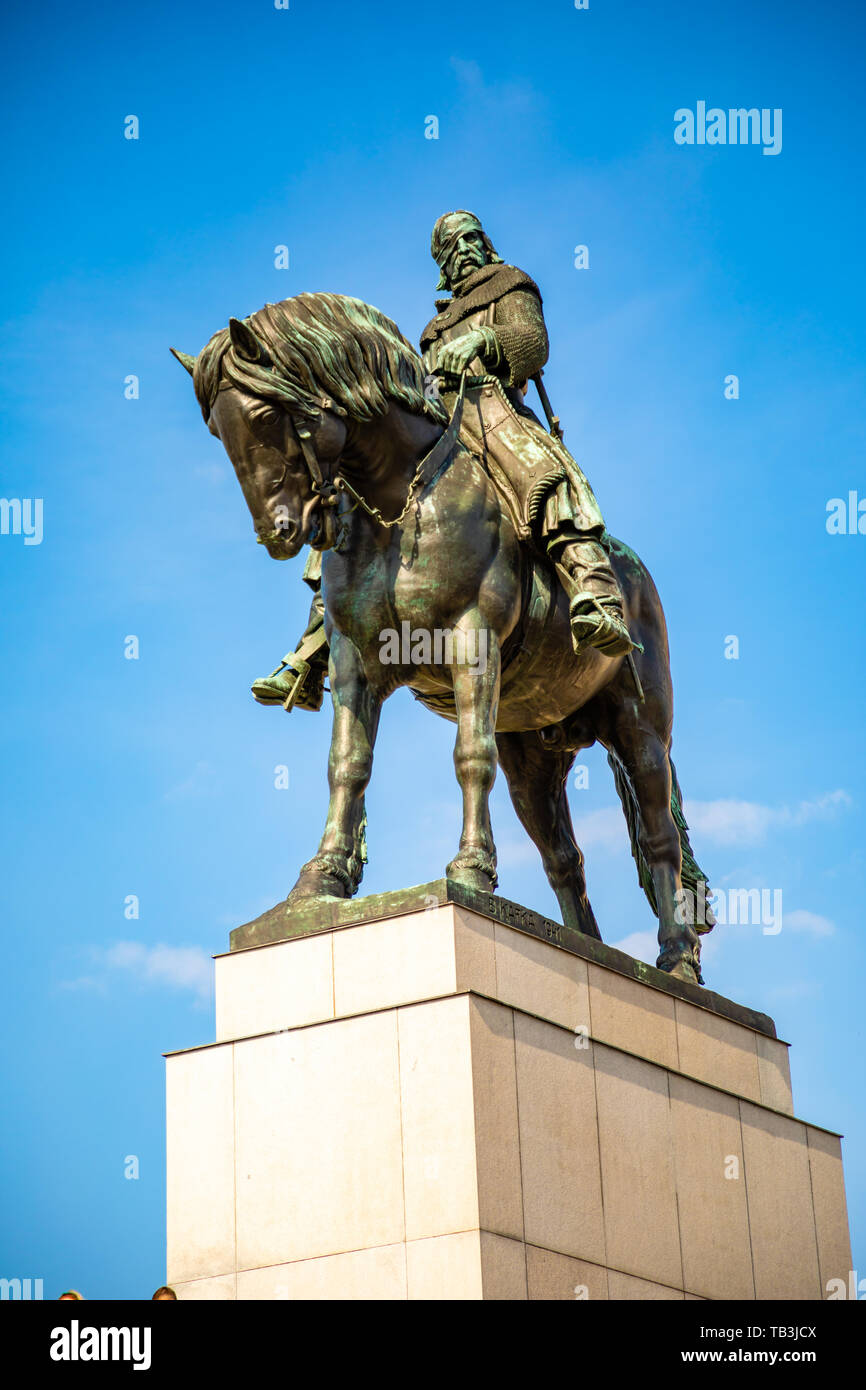 Statue of Jan Zizka atop of the National Monument at Vitkov Park in ...