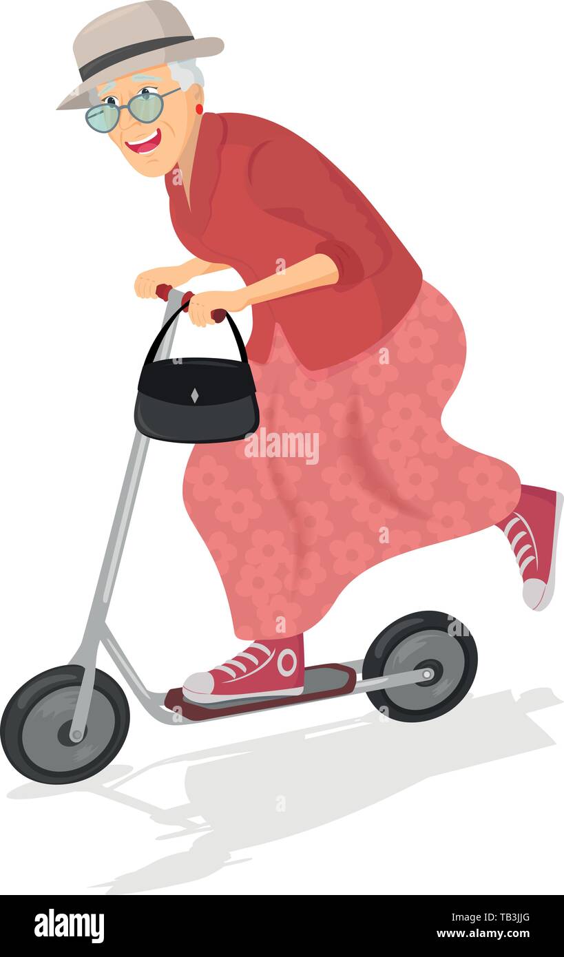Old woman on the scooter. Old progressive woman. Senior having fun. Old ...