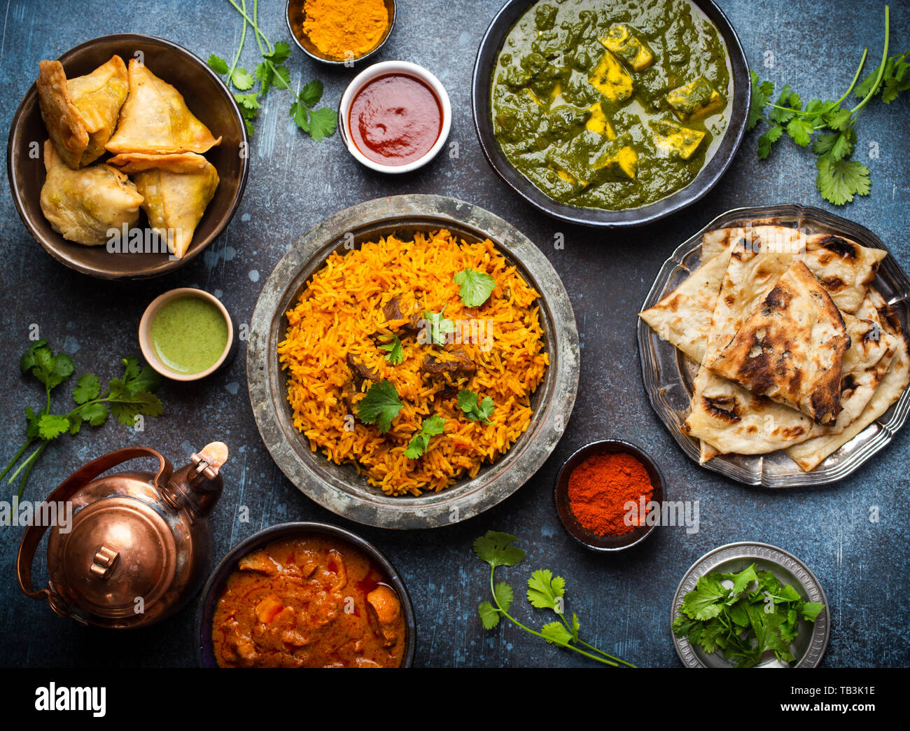 Authentic Indian dishes and snacks Stock Photo - Alamy