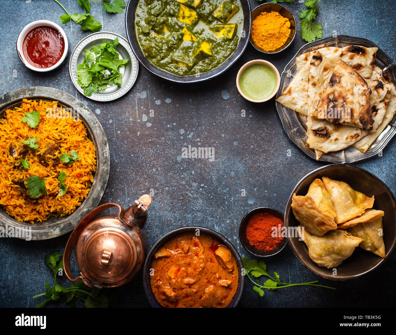 Authentic Indian dishes and snacks Stock Photo - Alamy