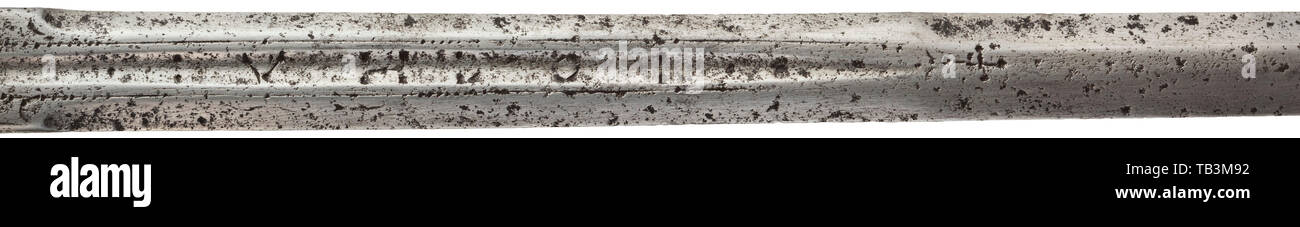 A German military rapier, circa 1600, Double-edged blade with ricasso ...