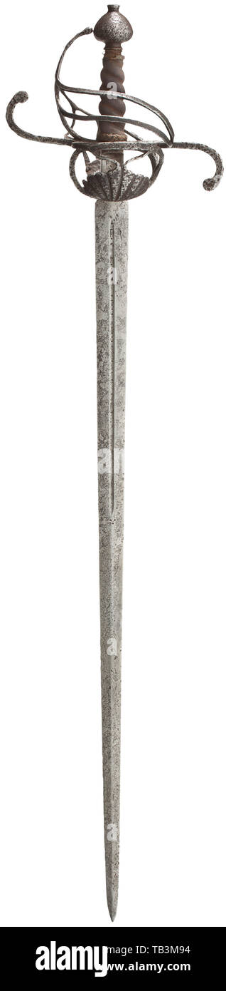 A German riding-sword, 1st half of the 17th century, Double-edged blade ...