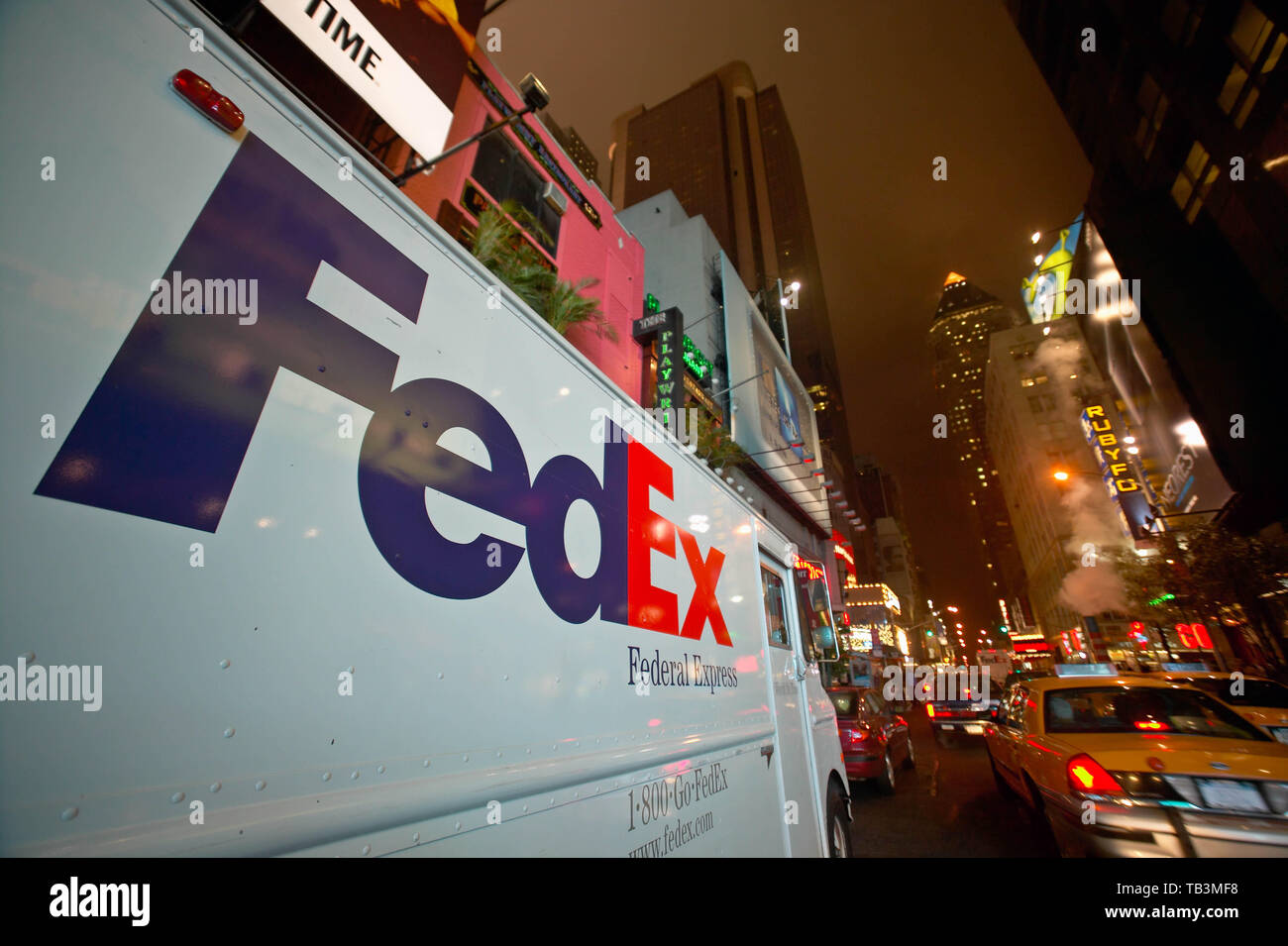 Federal Express truck making deliveries in Times Square at West 49th ...