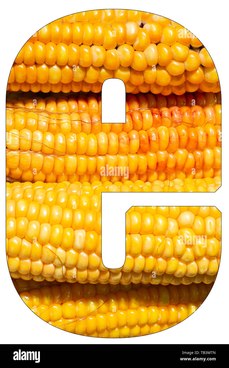 Letter e of the alphabet, with texture of corn - image Stock Photo - Alamy