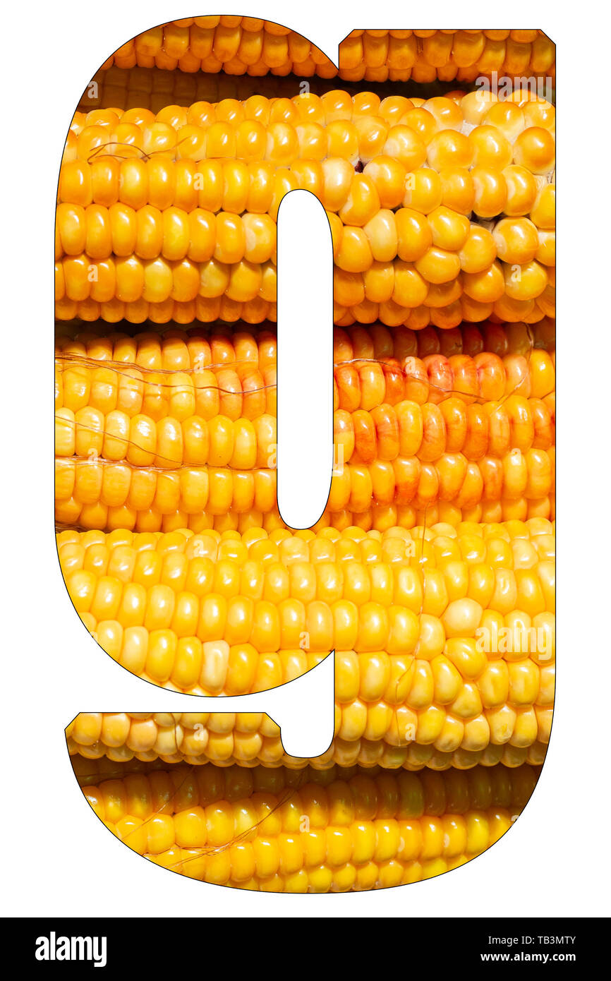 Letter g of the alphabet, with texture of corn - image Stock Photo - Alamy