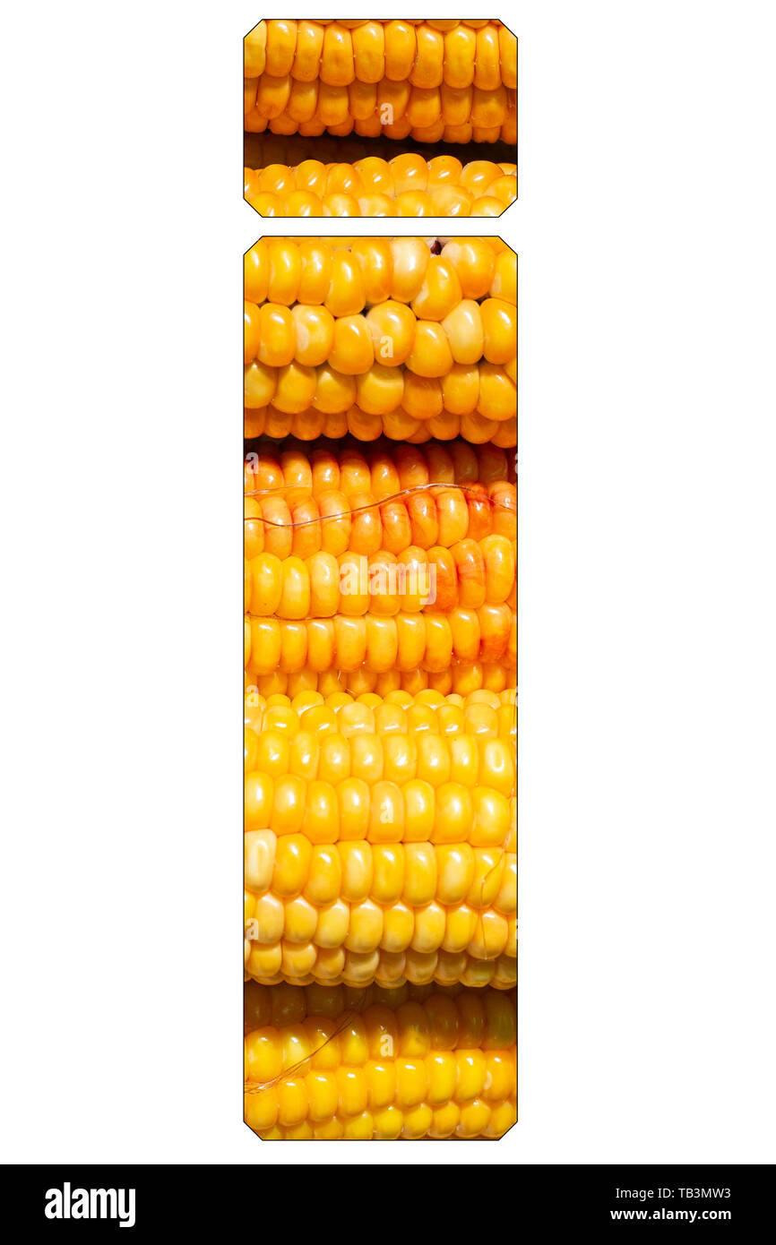 Letter i of the alphabet, with texture of corn - image Stock Photo - Alamy