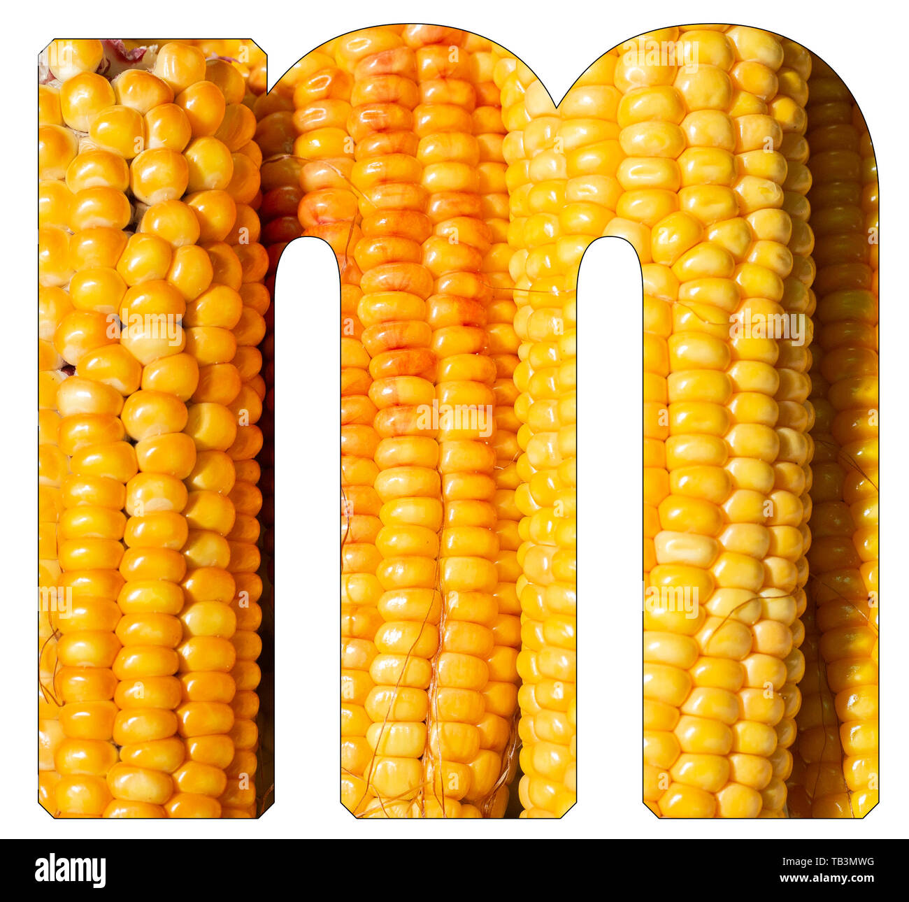 Letter m of the alphabet, with texture of corn - image Stock Photo - Alamy