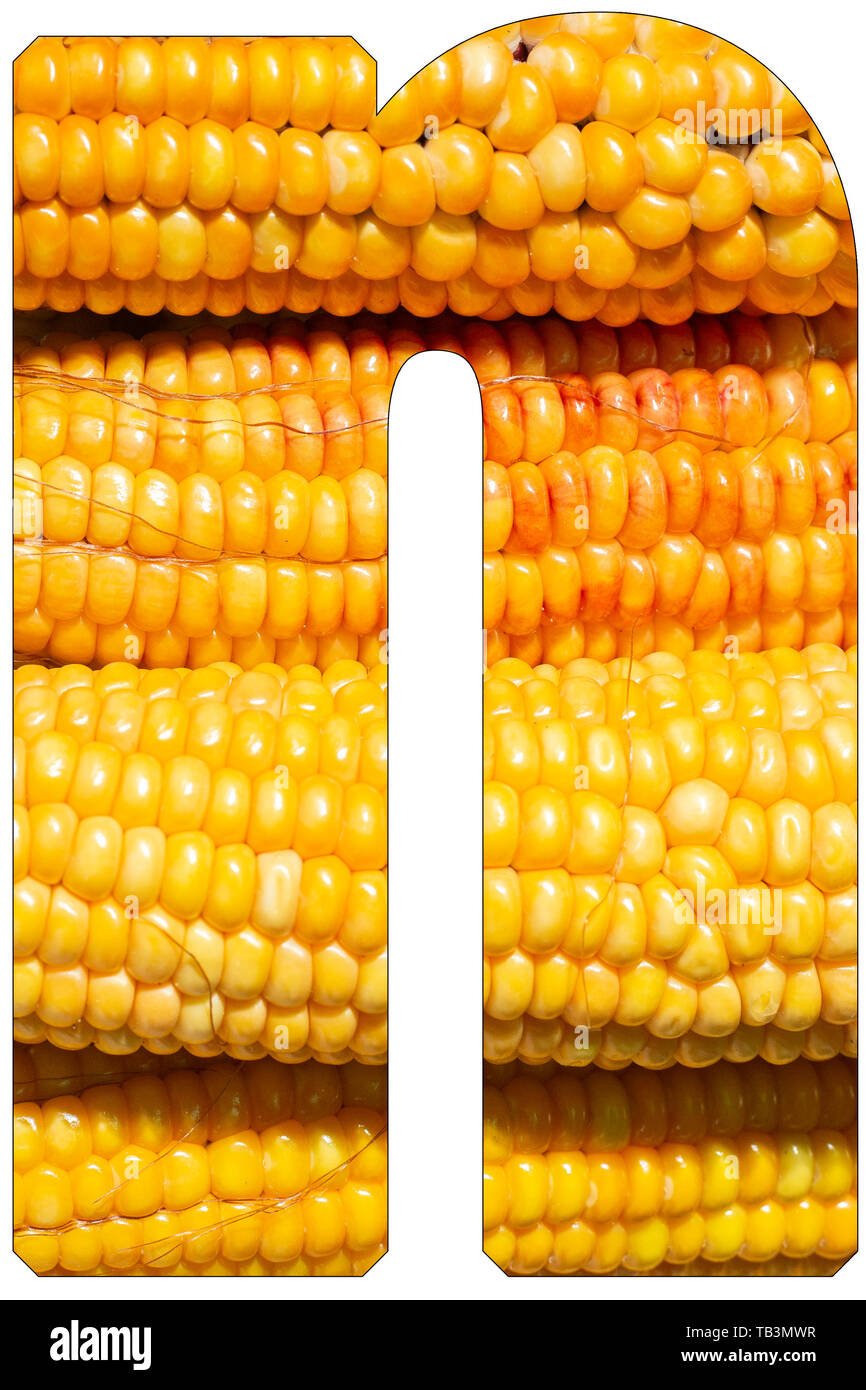 Letter n of the alphabet, with texture of corn - image Stock Photo - Alamy