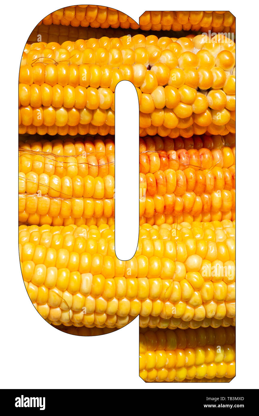 Letter q of the alphabet, with texture of corn - image Stock Photo - Alamy