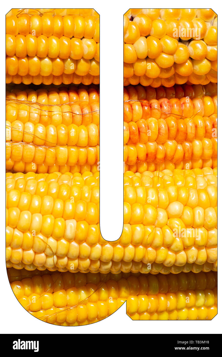 Letter u of the alphabet, with texture of corn - image Stock Photo - Alamy
