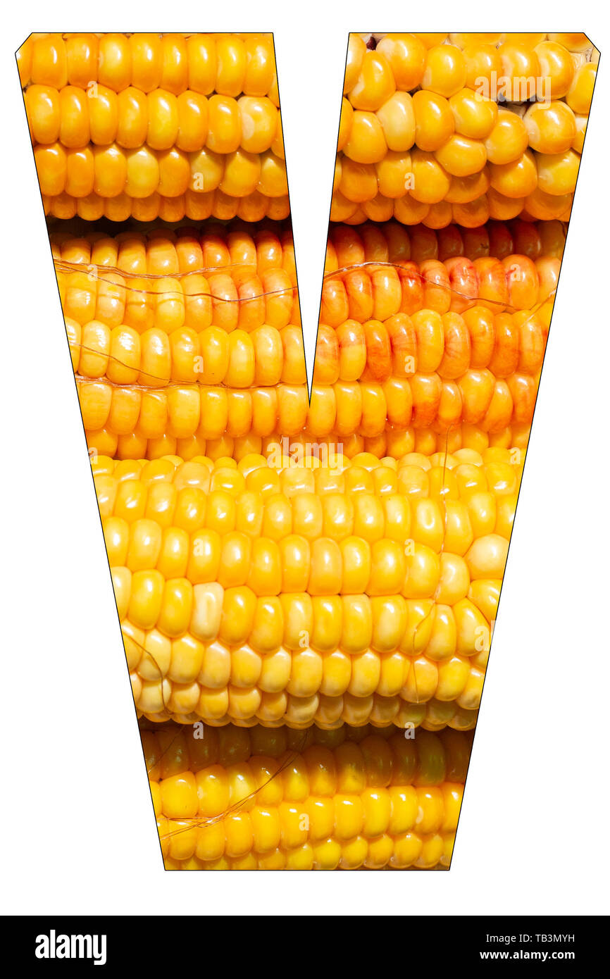 Letter v of the alphabet, with texture of corn - image Stock Photo - Alamy