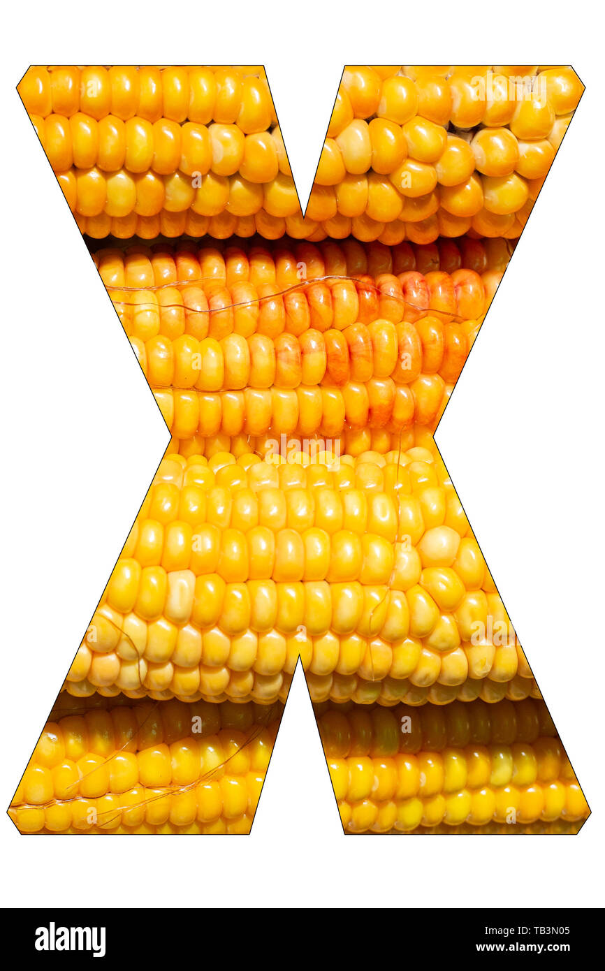 Letter x of the alphabet, with texture of corn - image Stock Photo - Alamy