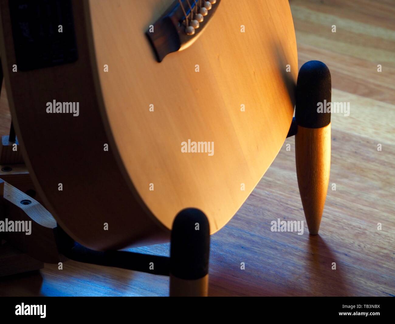 Dramatic perspective on a musical instrument, Muted light shining on a ...