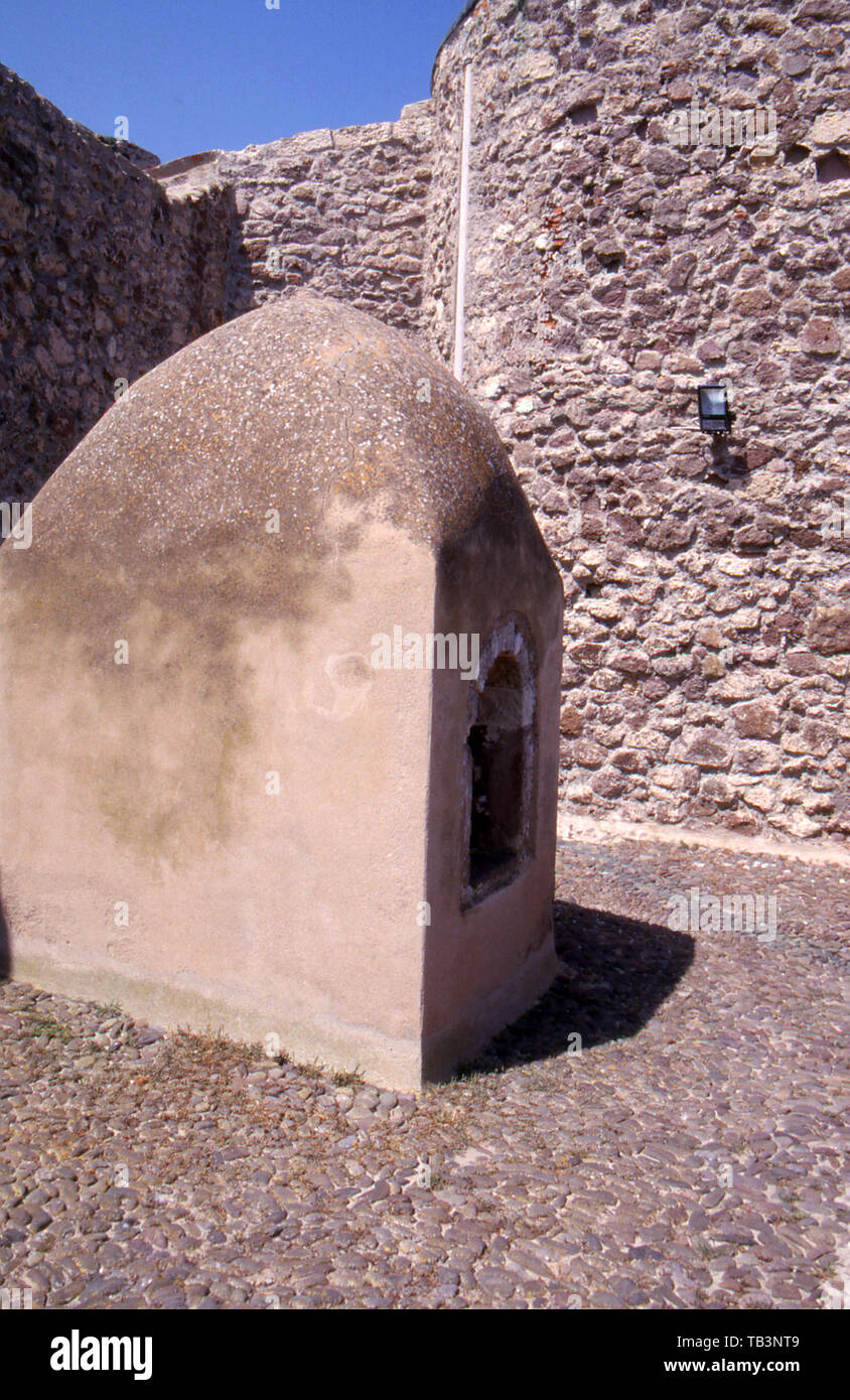Castelsardo, Sardinia, Italy. The sentry-box in the medieval castle ...