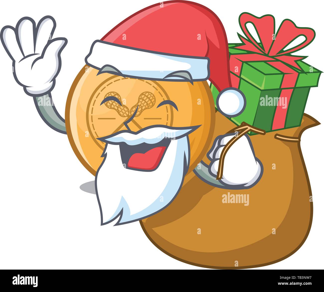 Santa with gift lacrosse ball above wooden cartoon table Stock Vector ...