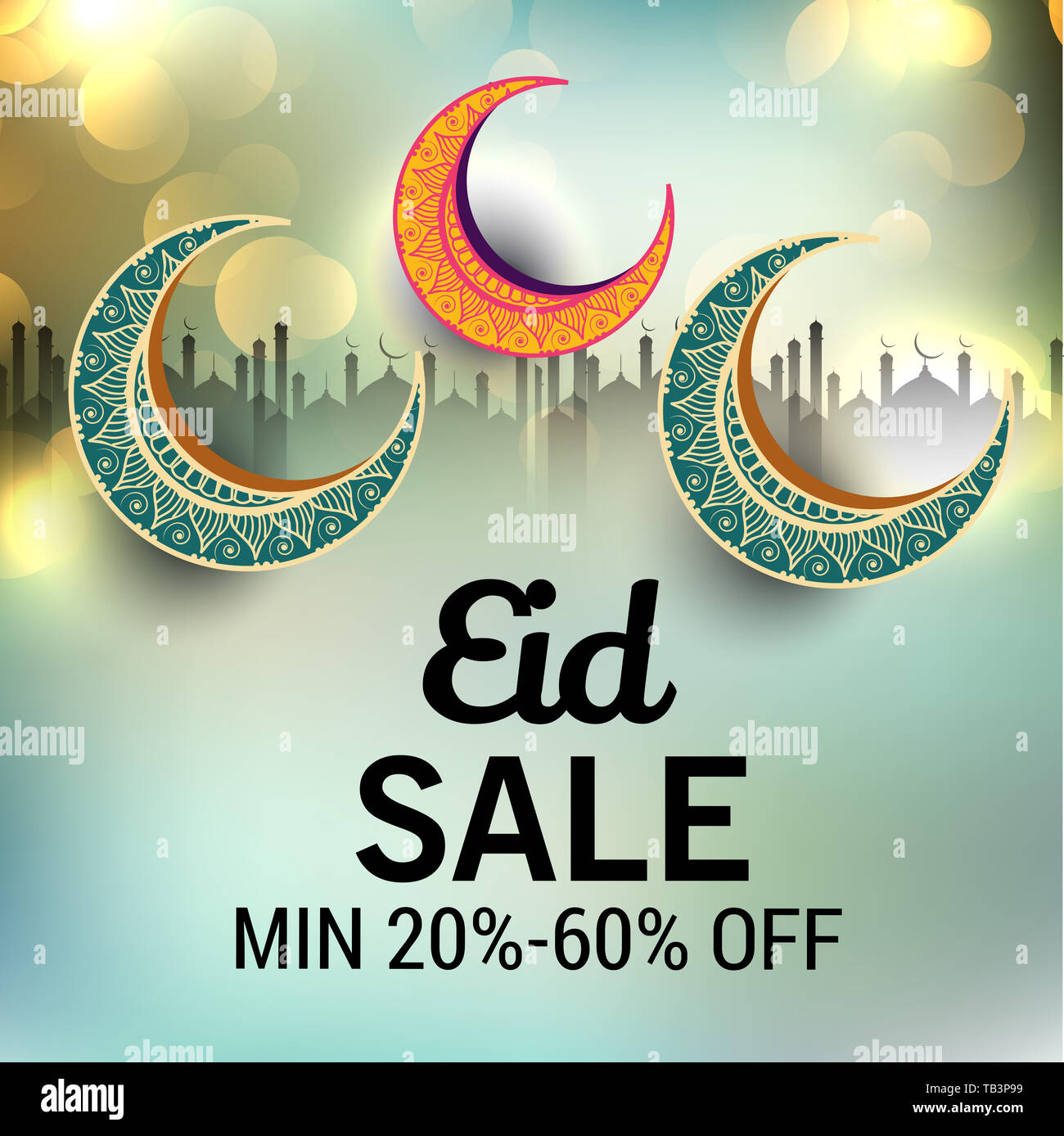 illustration of a Sale Banner Or Sale Poster For Festival Of Eid ...