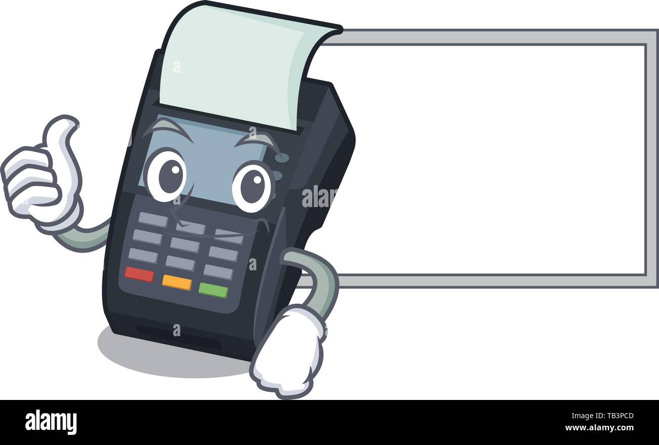 Thumbs up with board EDC machine is above cartoon chair Stock Vector ...