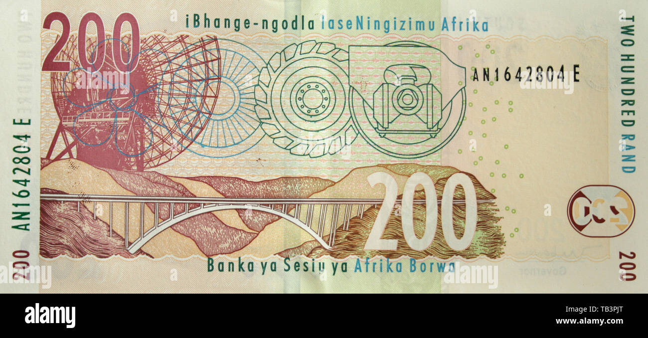 Currency, South Africa, Banknote, Two Hundred Rand Stock Photo - Alamy