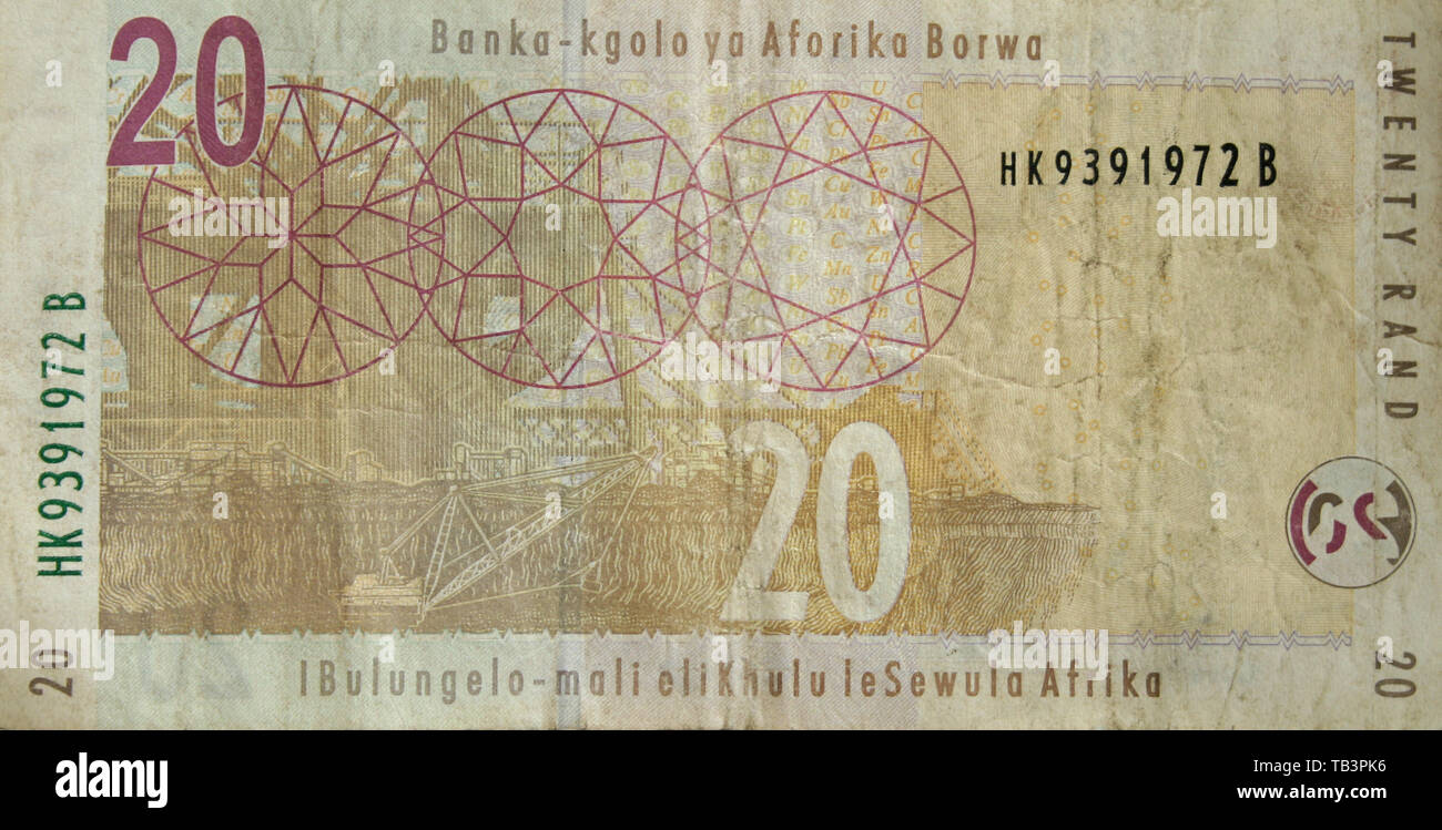 Currency, South Africa, Banknote, Twenty Rand Stock Photo - Alamy