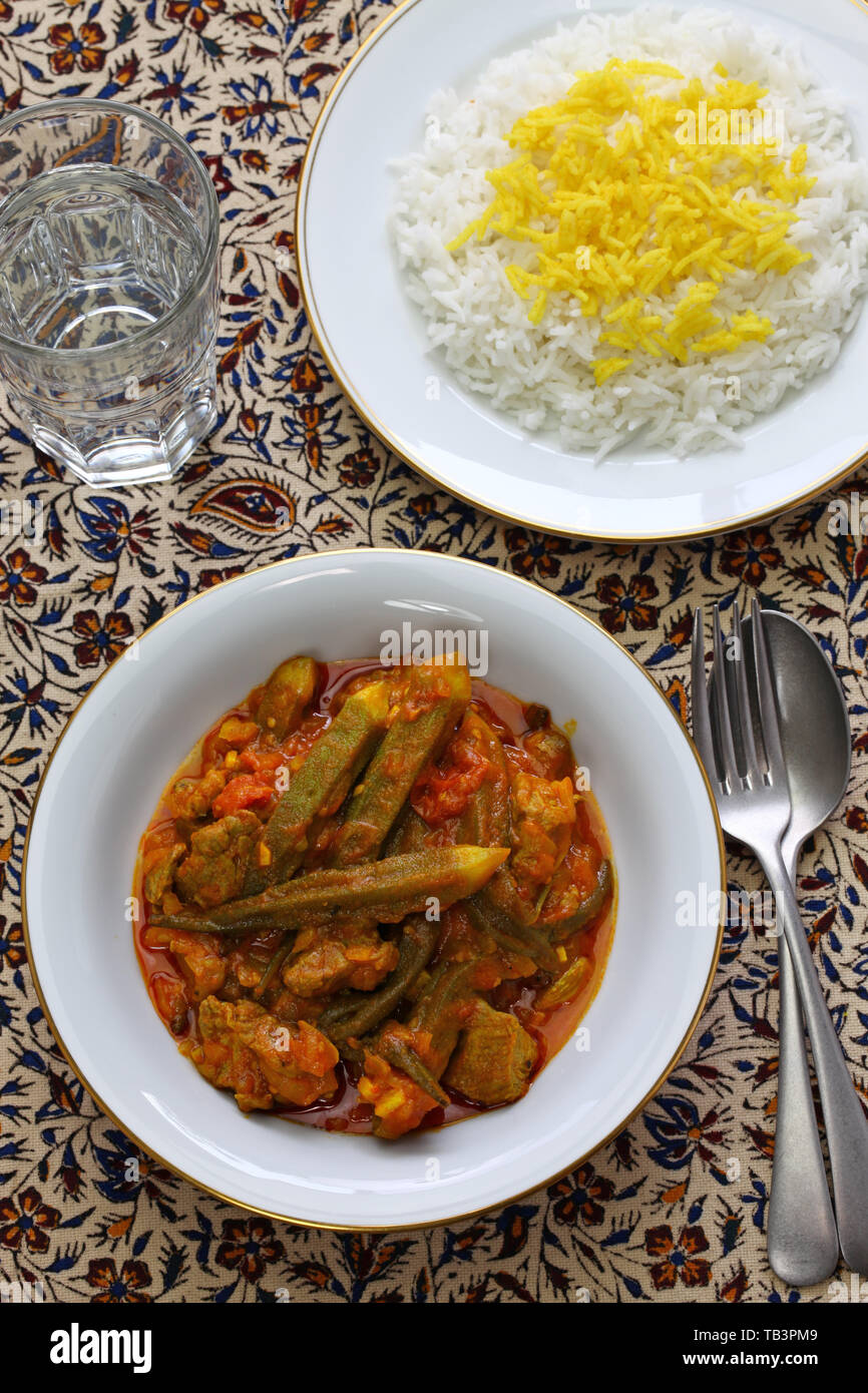 khoresh bamieh, iranian okra stew Stock Photo - Alamy