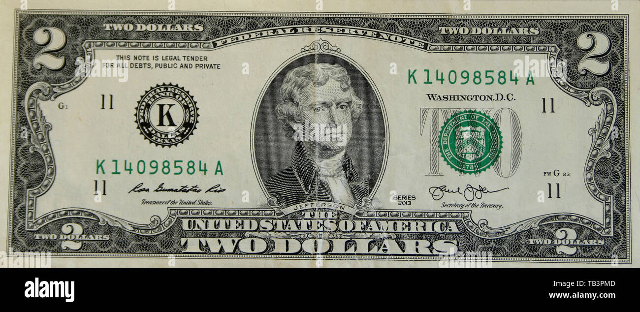 Currency, American, Old, Banknote, Two Dollars Stock Photo - Alamy