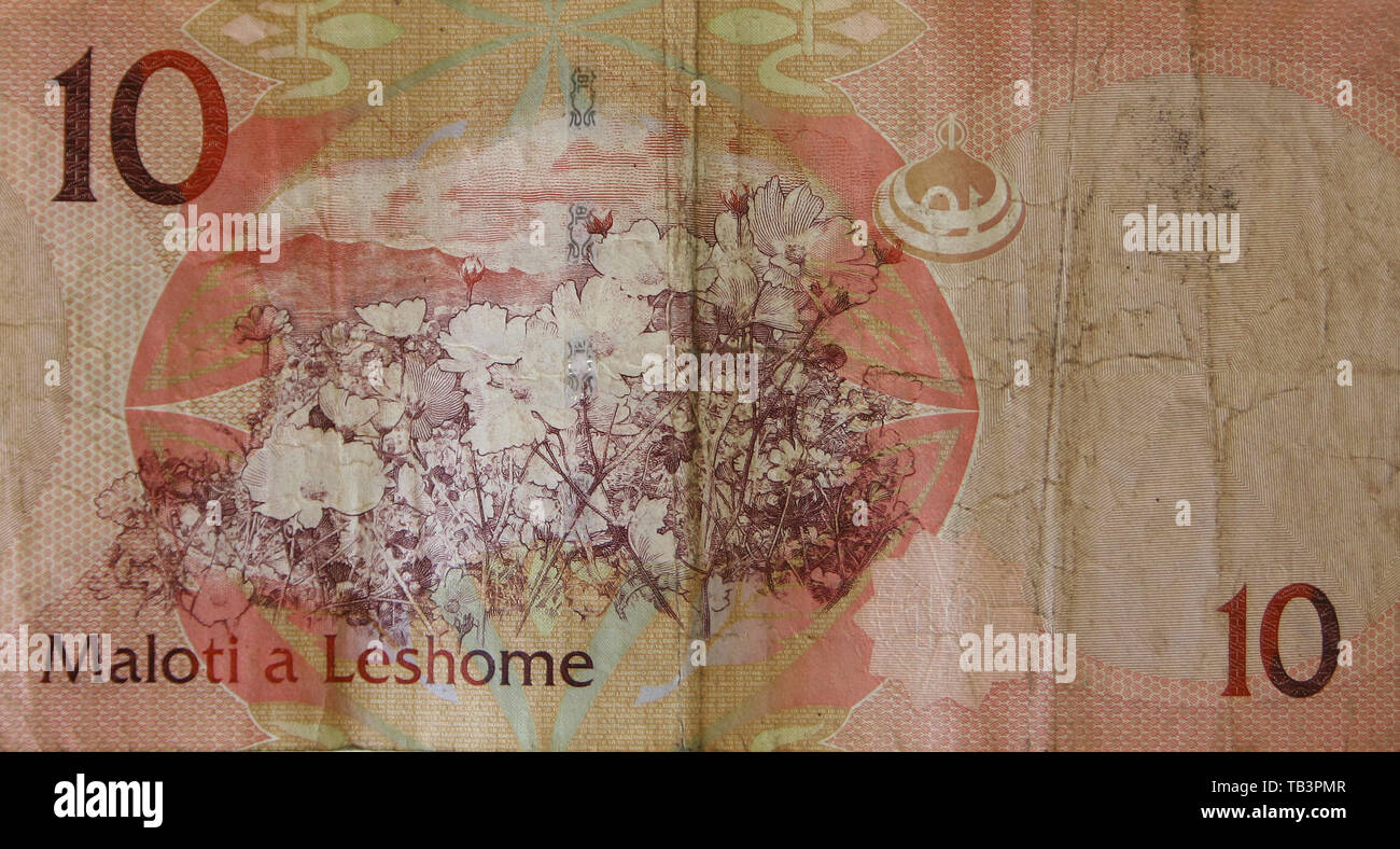 Currency, Lesotho, Banknote, Ten Maloti Stock Photo - Alamy