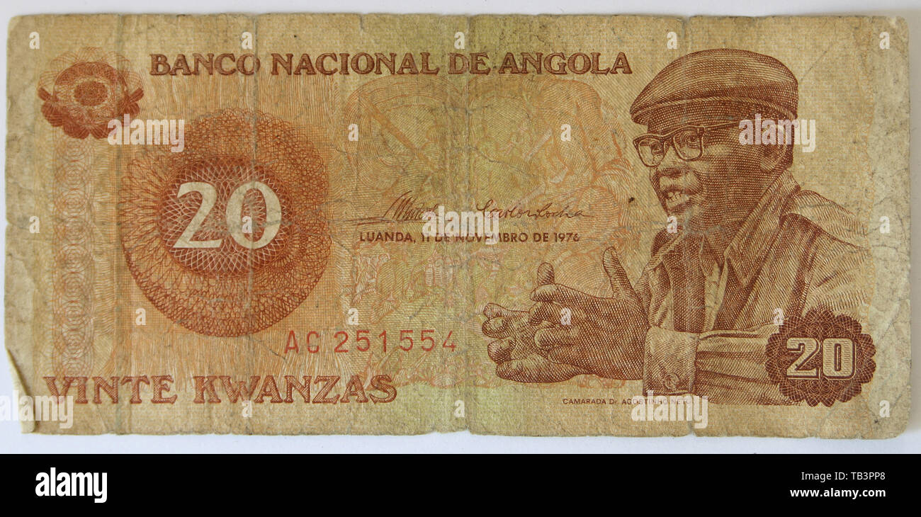 Currency, Angola, Banknote, Kwanzas, Twenty Stock Photo - Alamy
