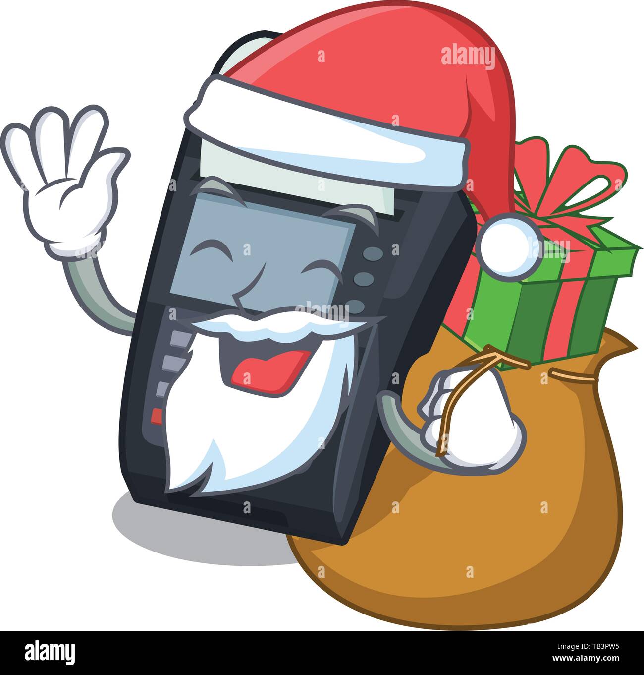 Santa with gift EDC machine on the character cardboard Stock Vector ...