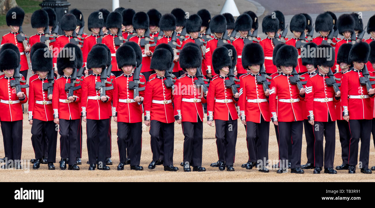 Trooping the Colour parade in Westminster, London UK, showing the ...