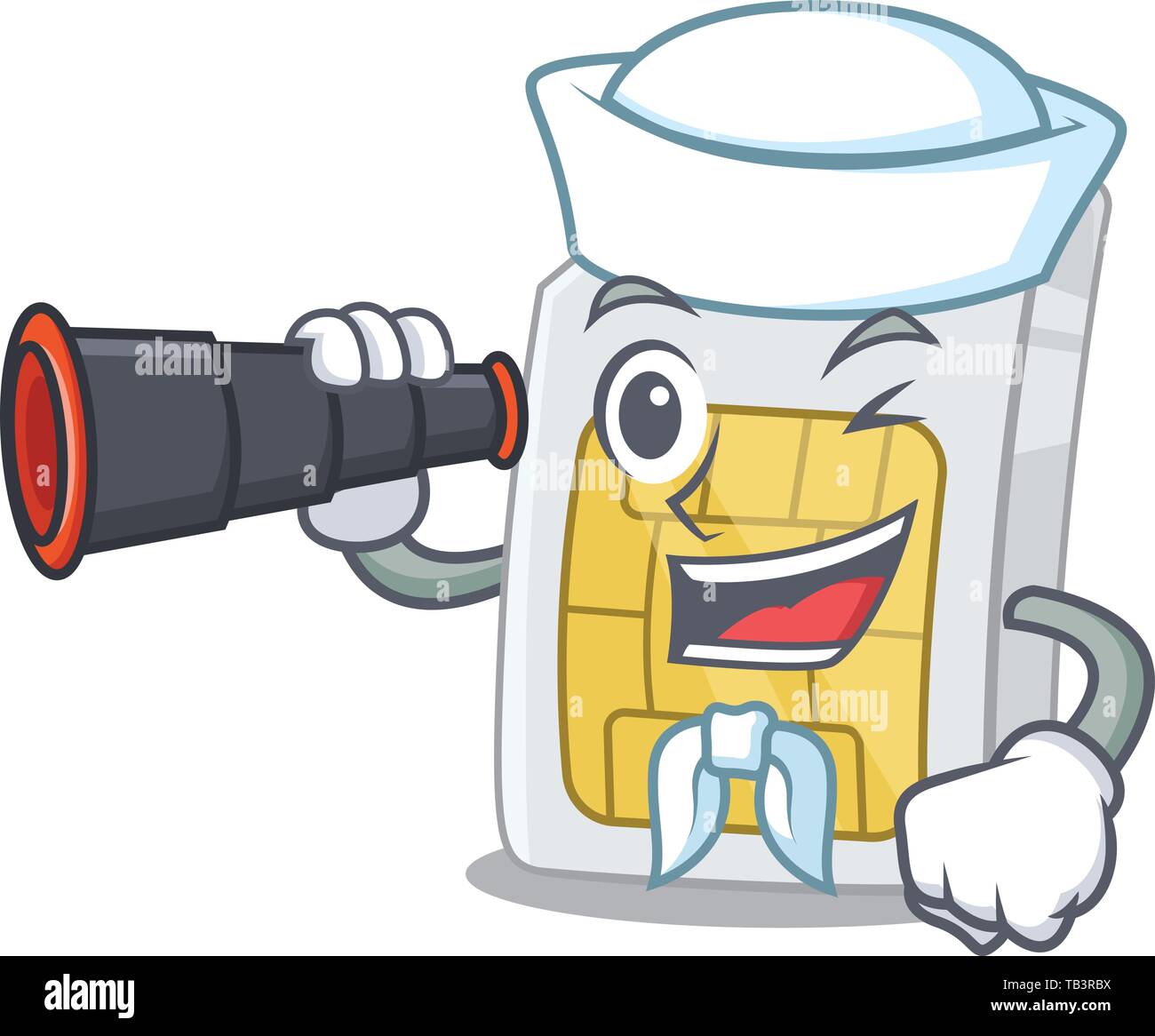 Sailor with binocular simcard isolated with in the cartoon Stock Vector ...