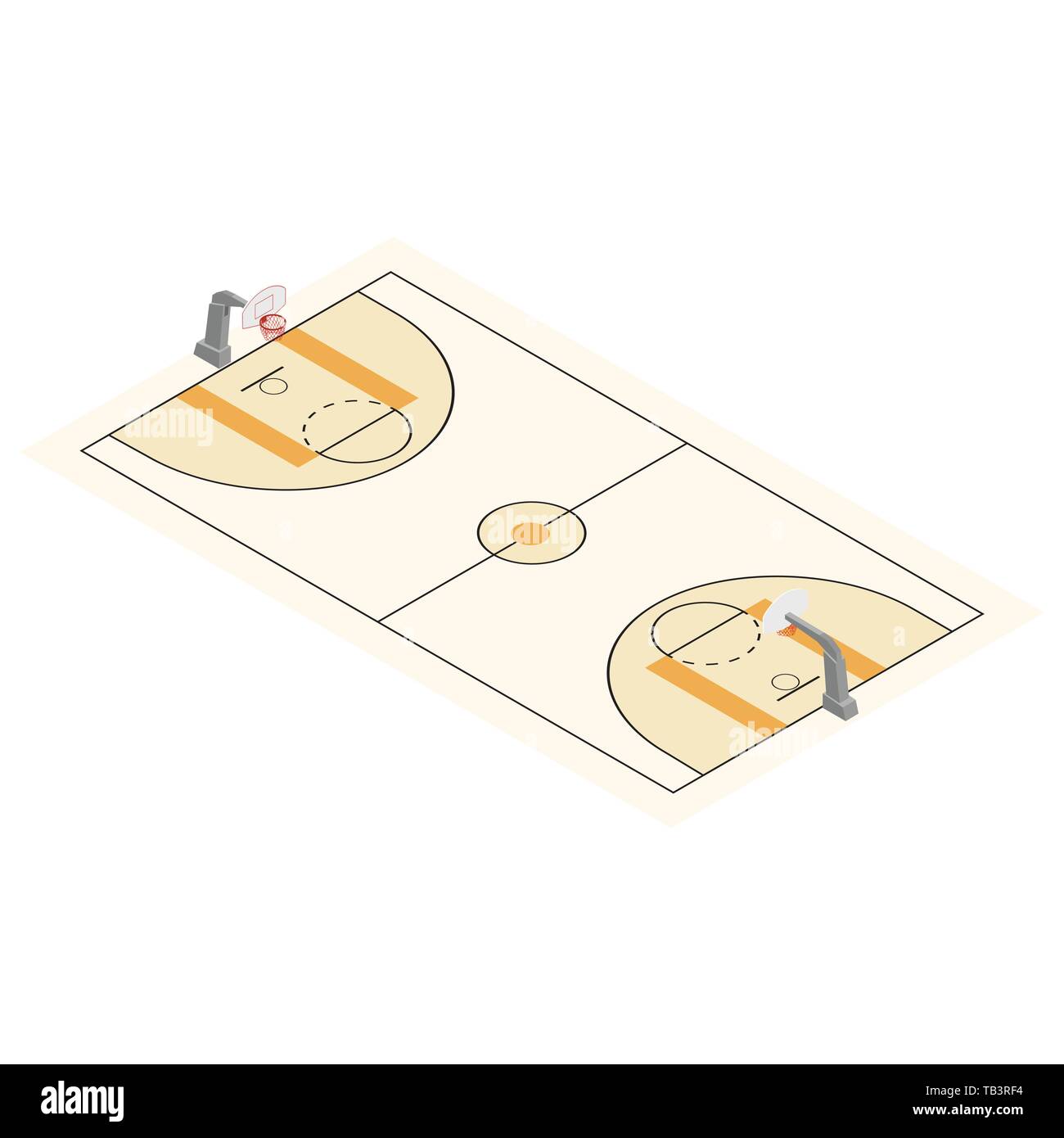 Basketball field arena isometric view. Basketball game match concept ...