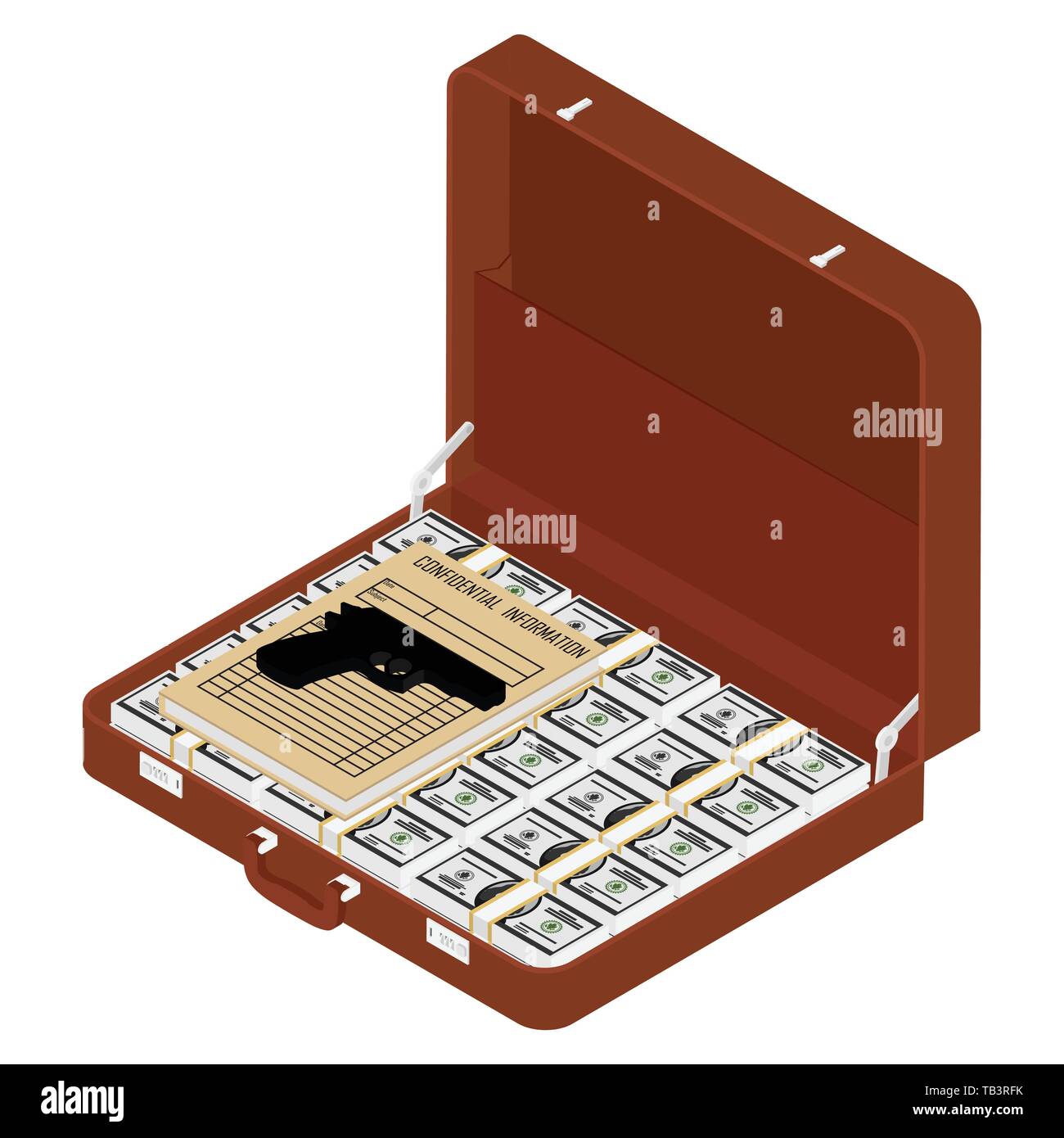 Brown briefcase with top secret documents, million dollars and gun ...