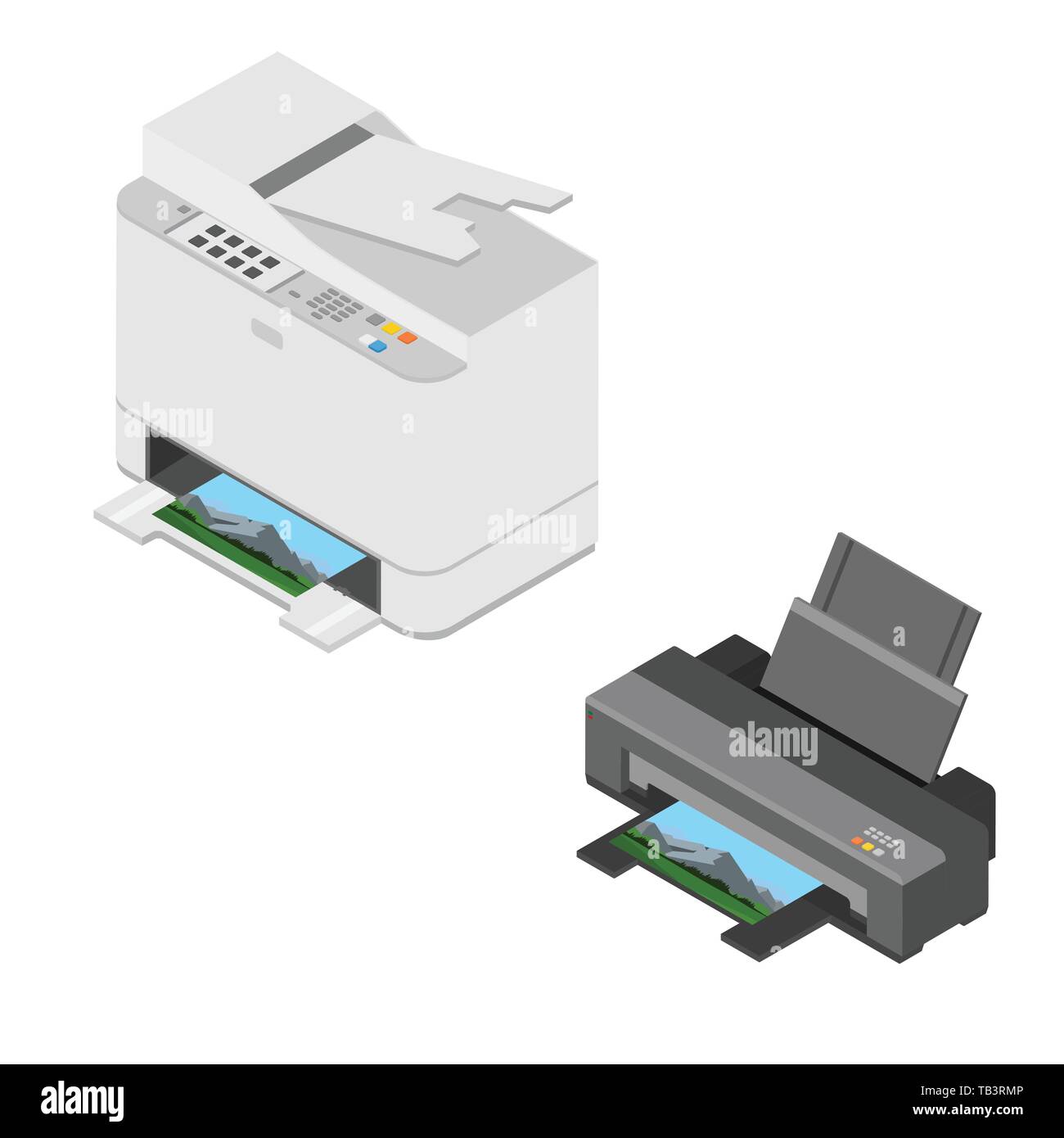 Realistic isometric printer. Print high quality photo paper Stock ...
