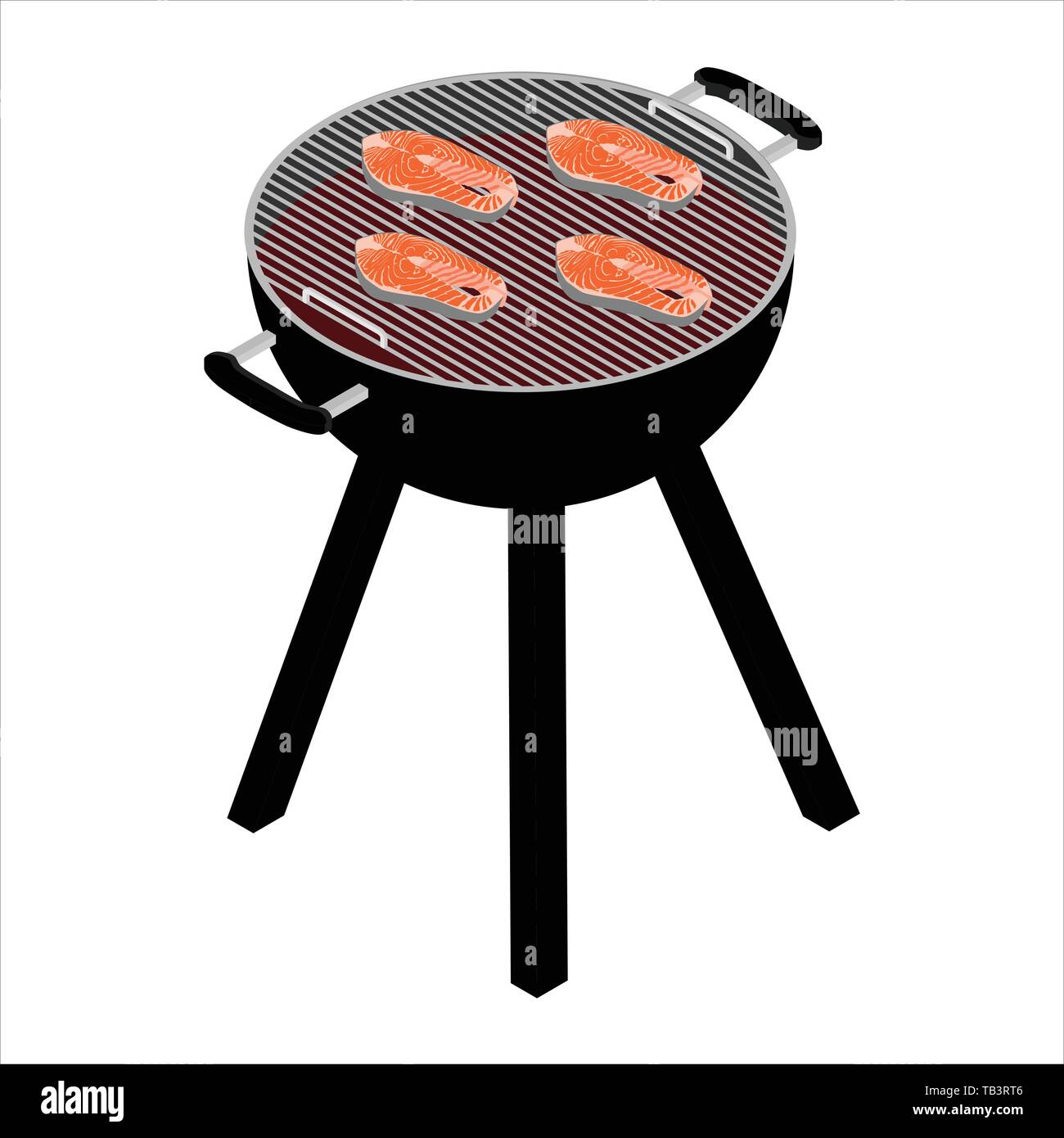 Salmon steaks on barbecue grill isolated on white background. Healthy ...
