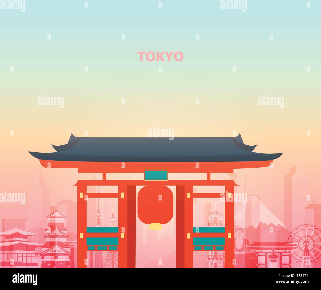 Illustration of tokyo temple japan Stock Vector Image & Art - Alamy