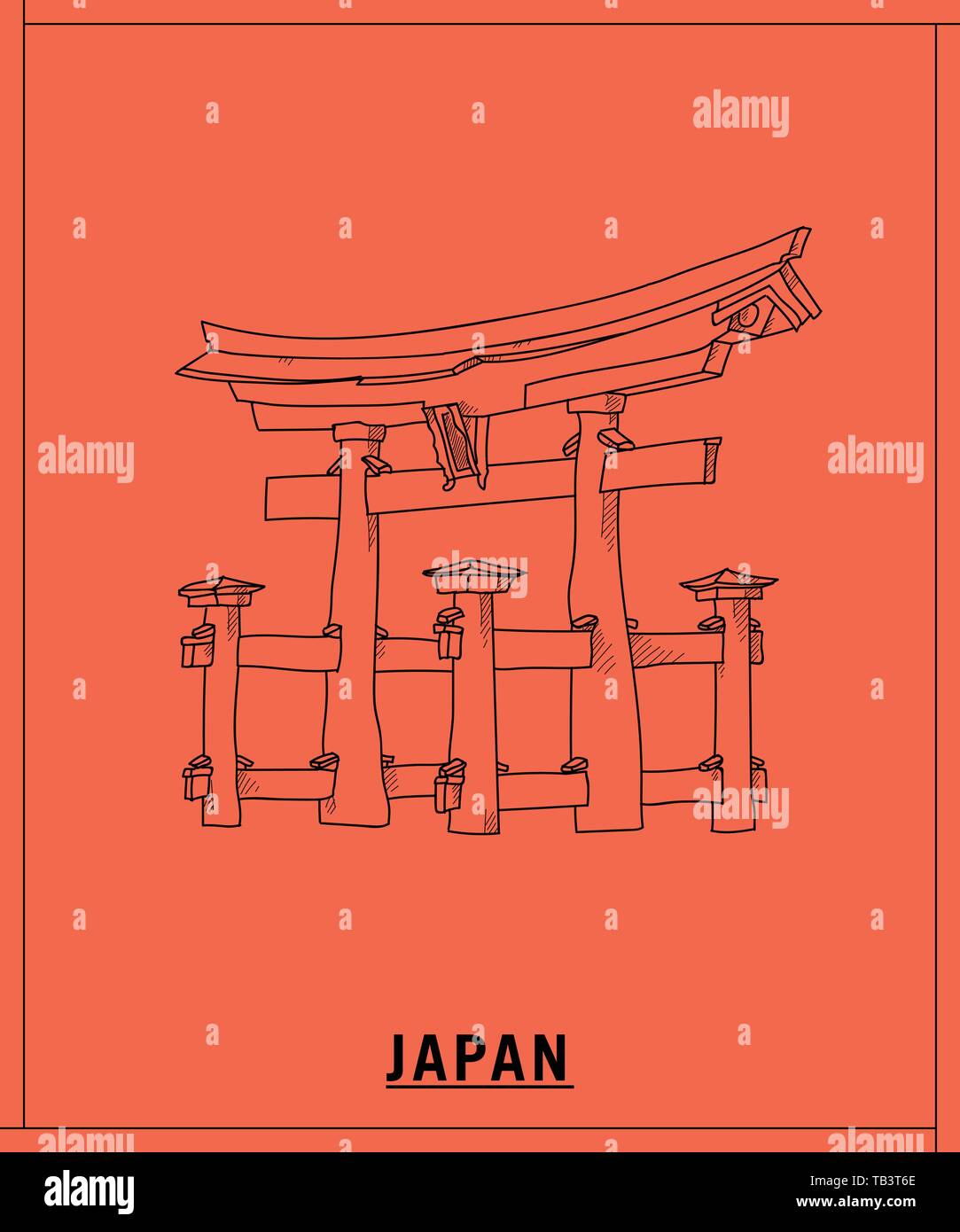 Japan shrine.hand drawn sketch Stock Vector Image & Art - Alamy