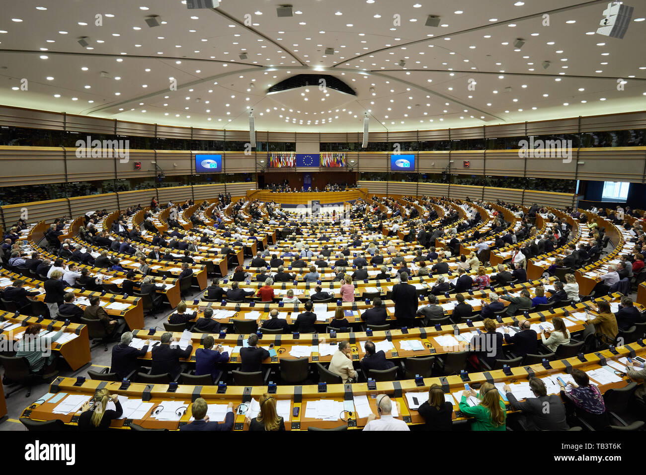 04.04.2019, Brussels, Brussels, Belgium - View into the session hall of ...