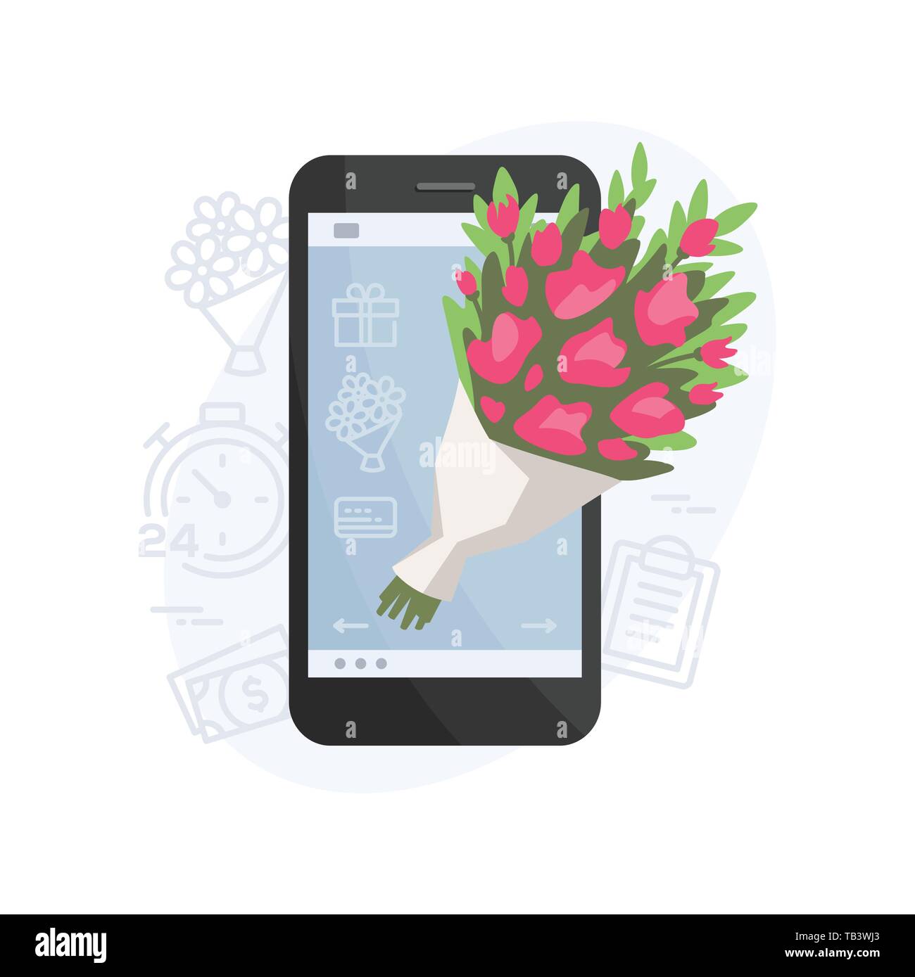 Flower delivery mobile app - modern vector illustration Stock Vector ...