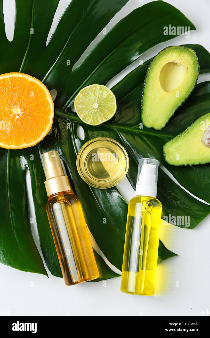 Cosmetics with natural ingredients on white background Stock Photo - Alamy