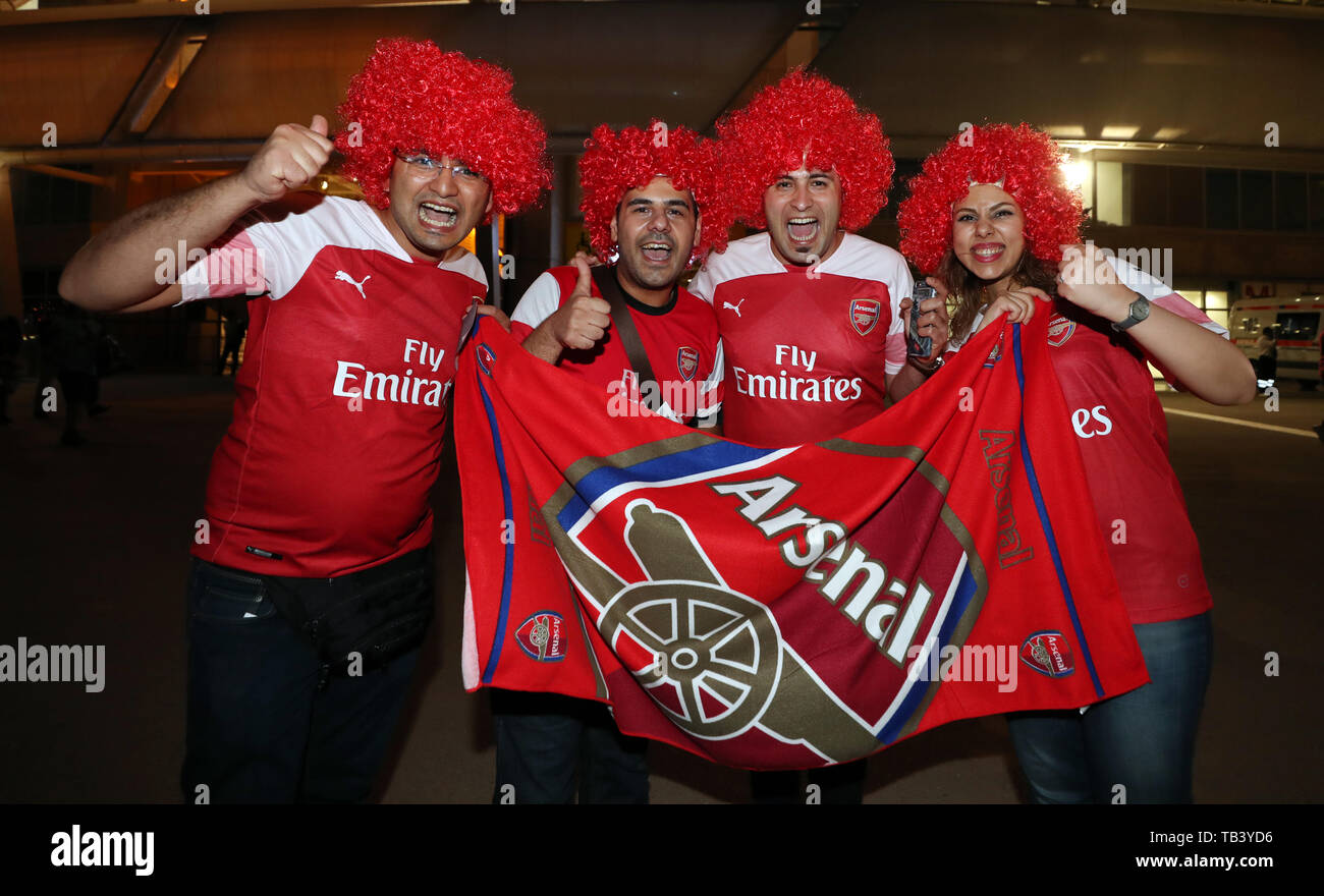 Arsenal fans before the UEFA Europa League final at The Olympic Stadium ...