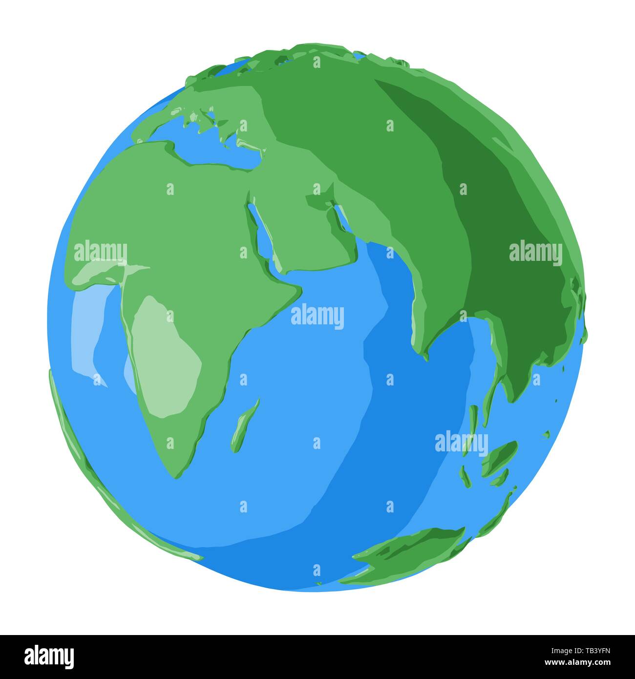 Fancy looking eastern hemisphere planet Earth drawn in cartoon glossy ...