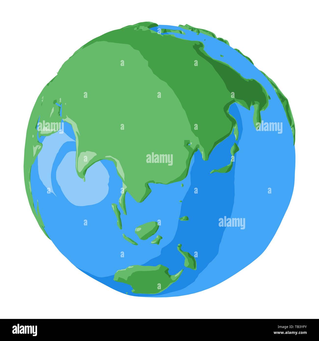 China on globe in cartoon style for simple graphic illustration of ...