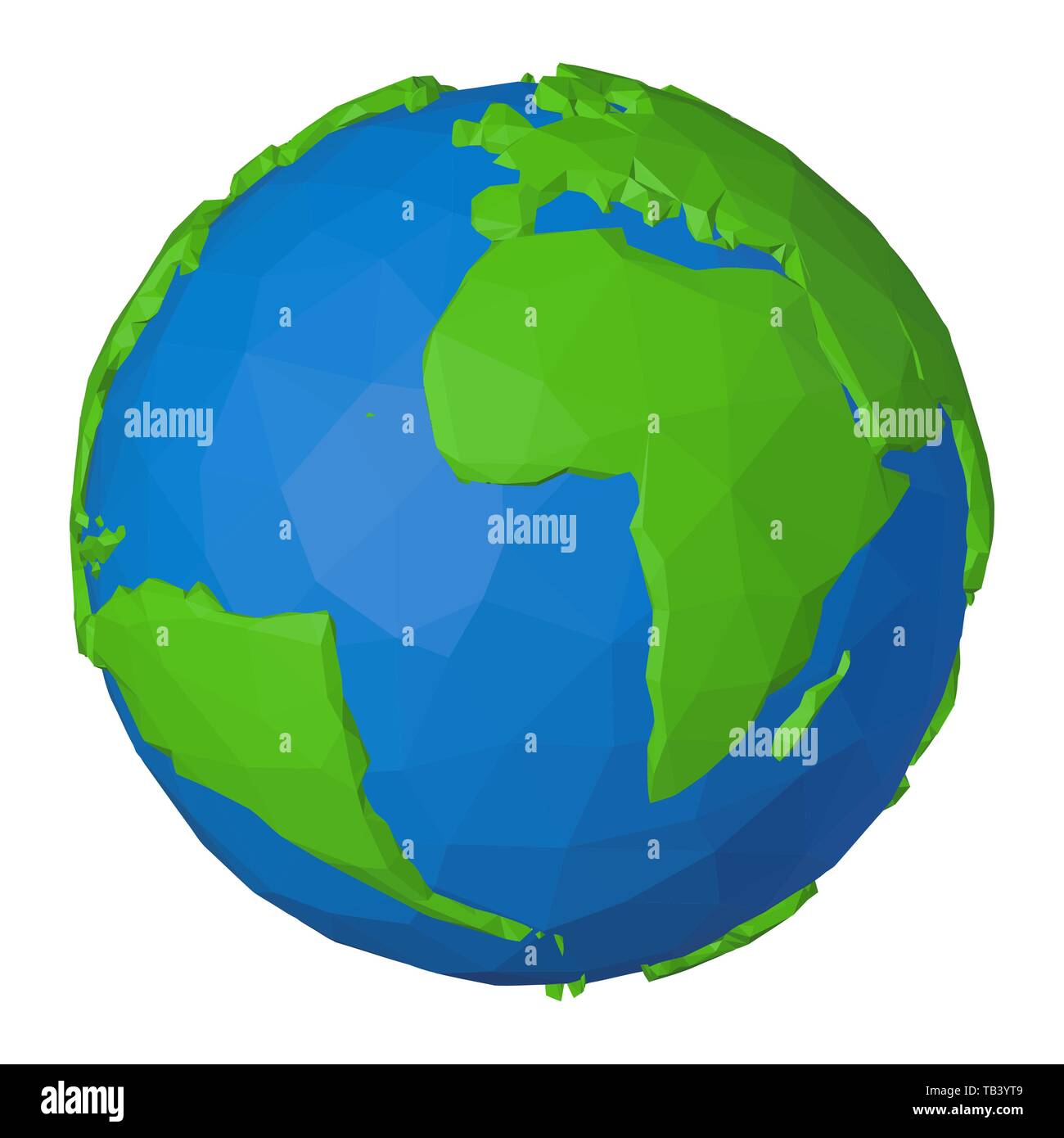 Atlantic Ocean and Africa on polygonal 3d Earth as simple concept of ...