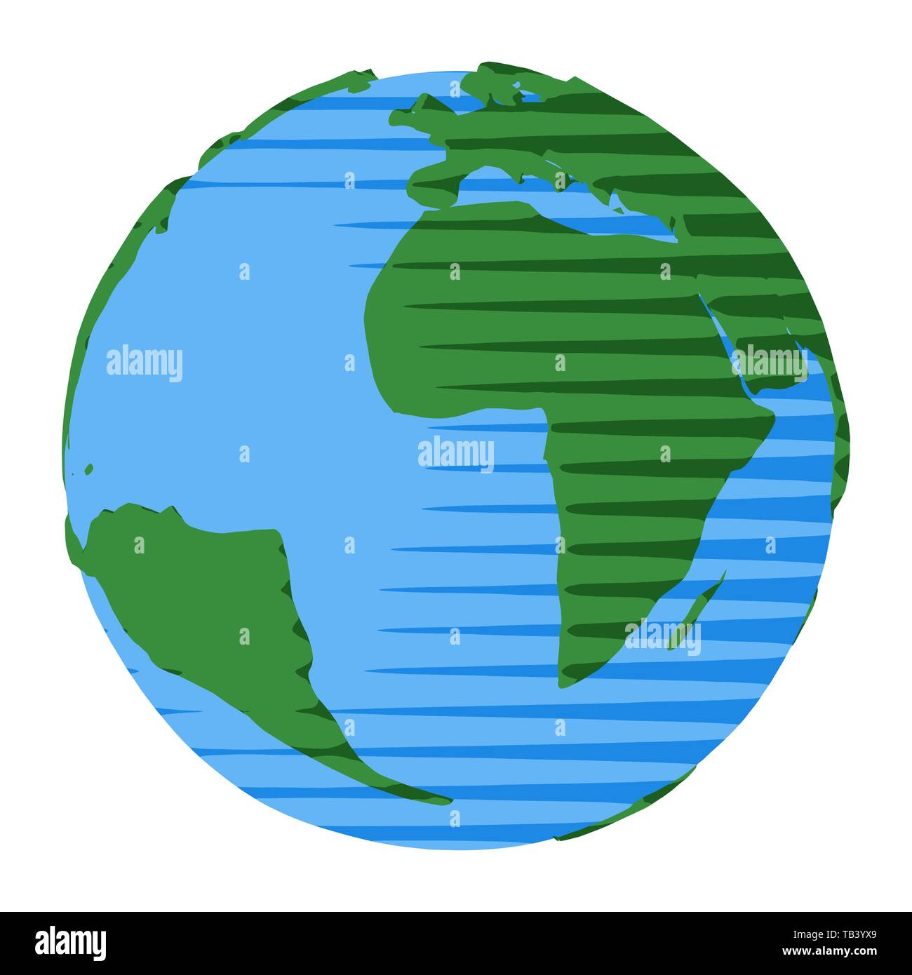 Atlantic Ocean and Africa on world of Earth for icon illustration or ...