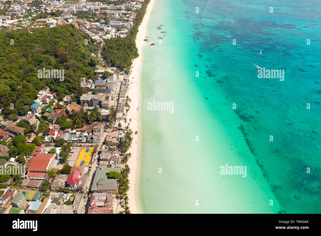The coast of the island of Boracay. White beach and clear sea. Seascape ...