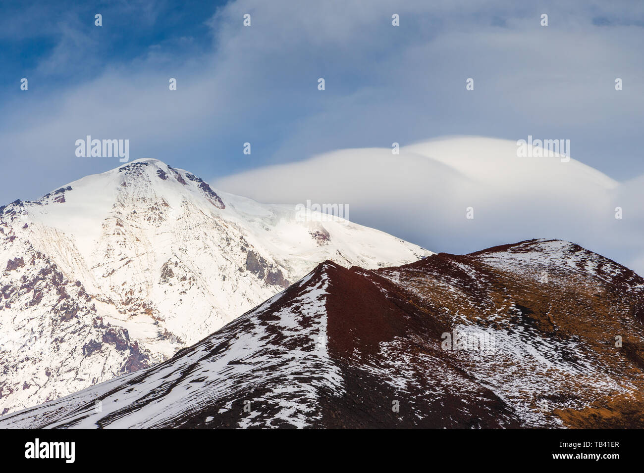 Snow- capped Mount volcanoes, volcanic massive, one of the volcanic ...