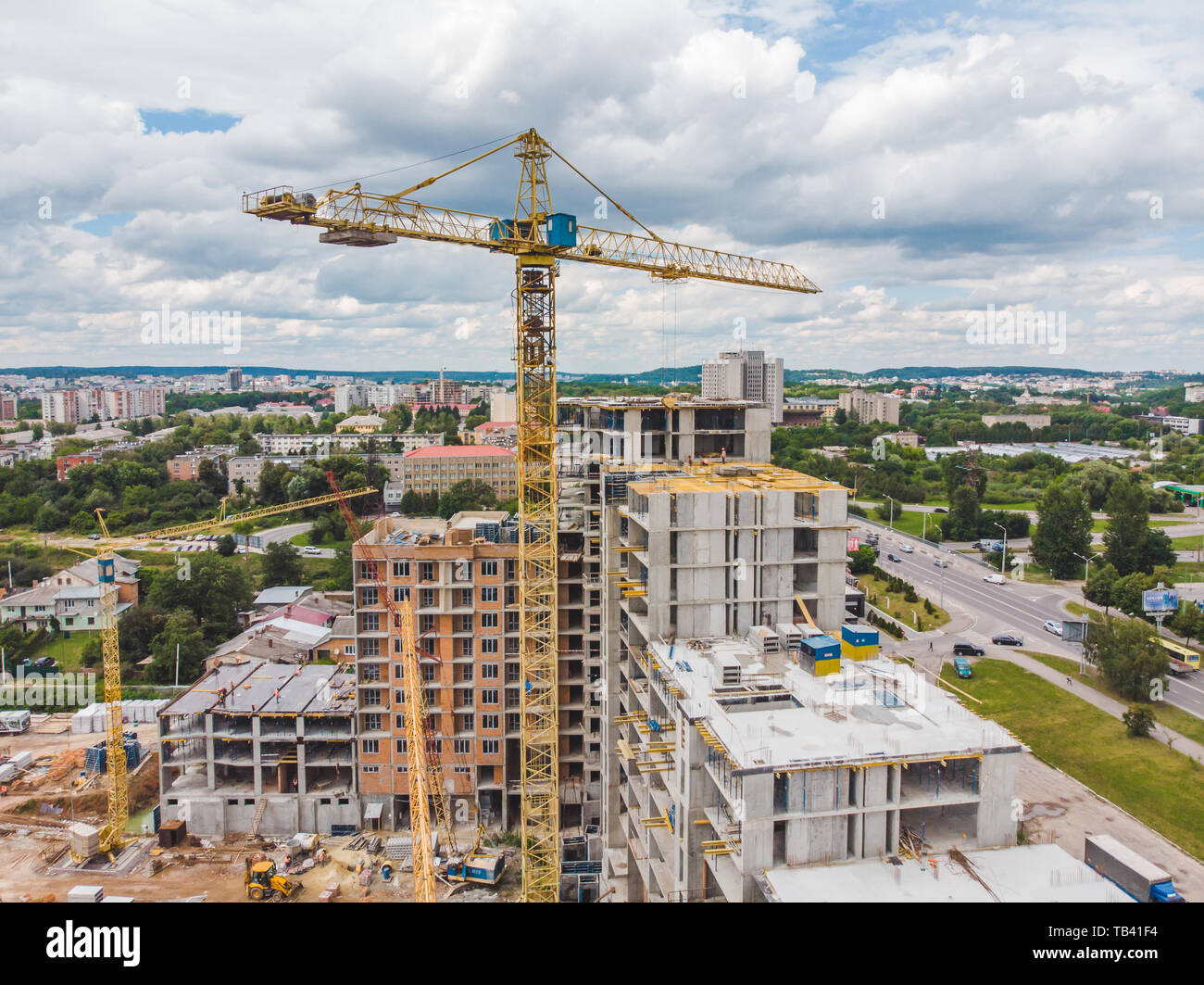 aerial view of apartment construction site. house building Stock Photo ...