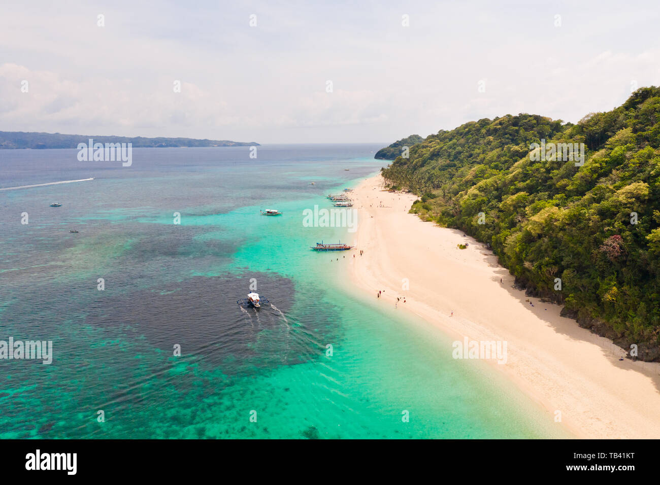 Puka Shell Beach, Boracay Island, Philippines, aerial view. Tropical ...